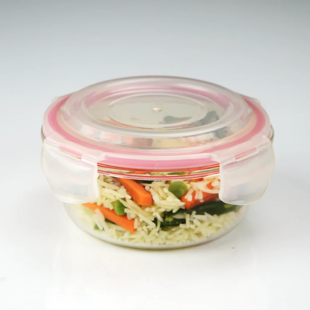 Airtight Glass Lunchbox Round Food Container 425 mL Clear Ver 1 - VERTIS®